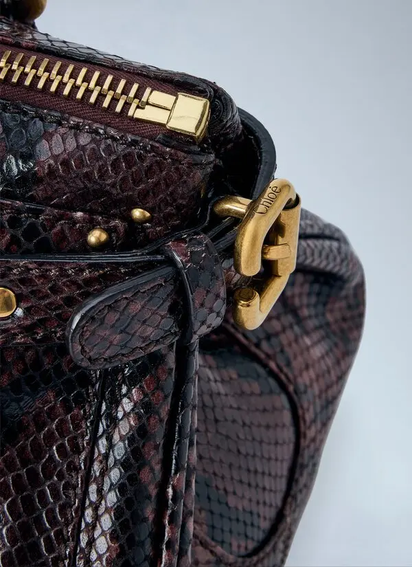 Chloé Paddington Embossed Python Effect Shoulder Bag