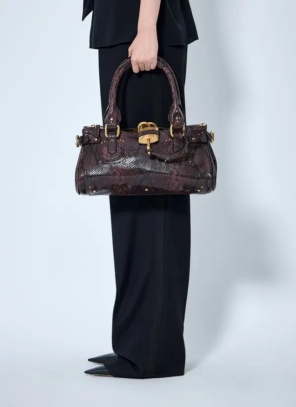 Chloé Paddington Embossed Python Effect Shoulder Bag - Multicolor