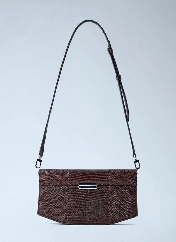 TOTEME Lizard-embossed Leather Shoulder Bag - Brown