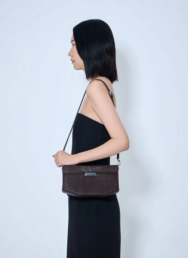 TOTEME Lizard-embossed Leather Shoulder Bag - Brown