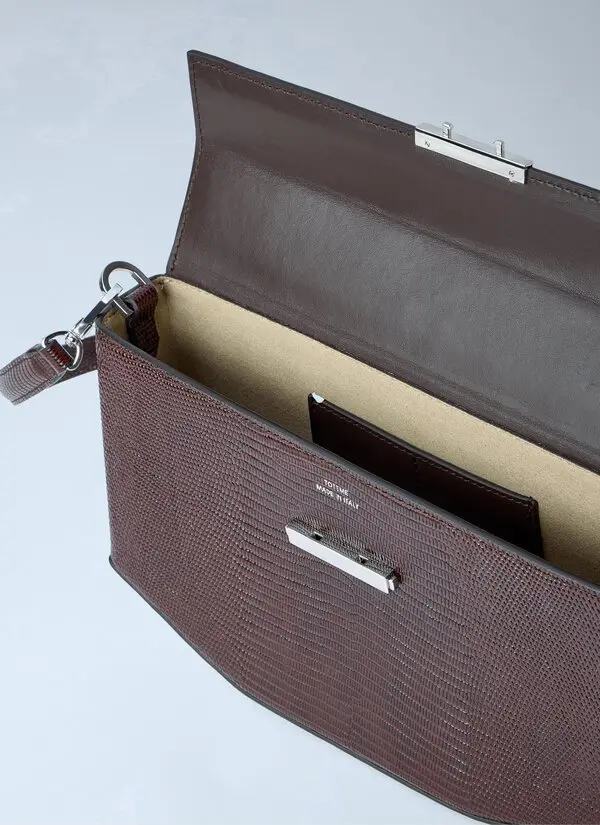 TOTEME Lizard-embossed Leather Shoulder Bag - Brown