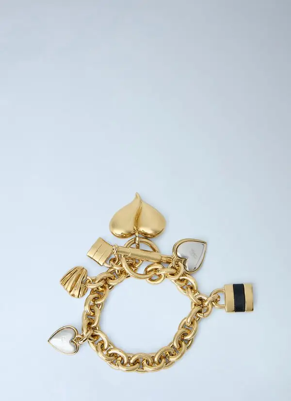 Chloé Paddington Chain Bracelet With Heart And Barrel Charms - Gold