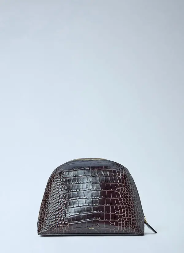 TOTEME Medium Croc-embossed Day Pouch - Brown