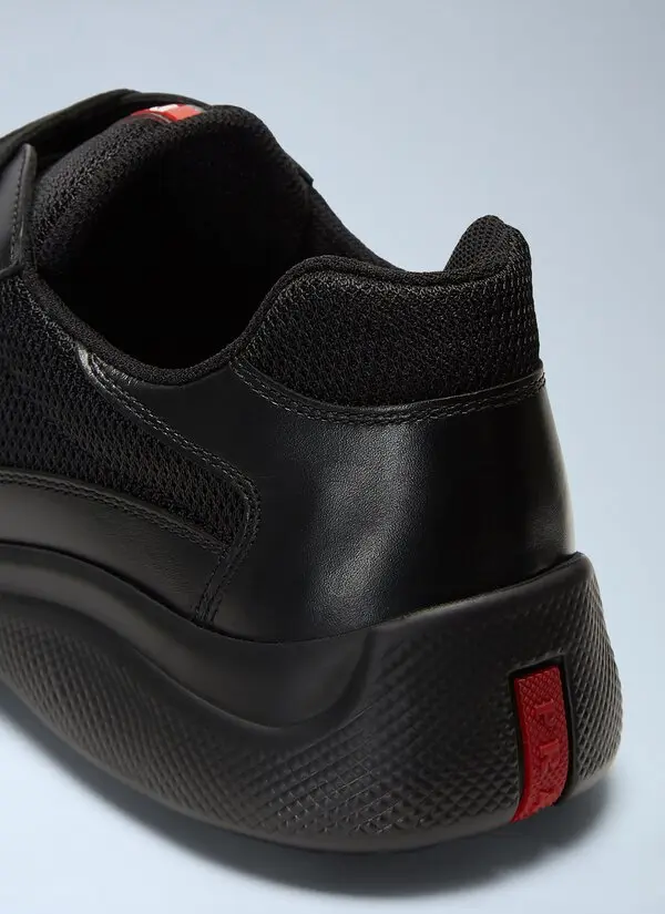 Prada America's Cup Lace-up Leather And Textile Sneakers - Black