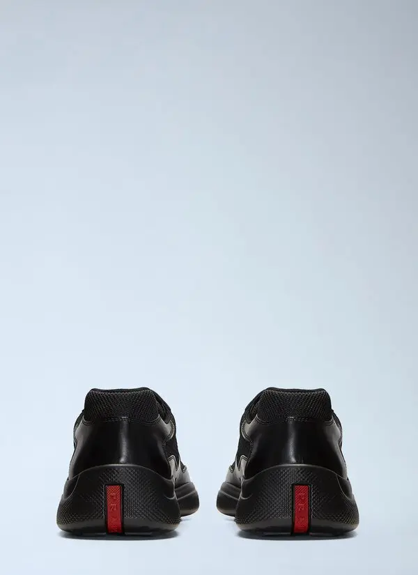 Prada America's Cup Lace-up Leather And Textile Sneakers - Black