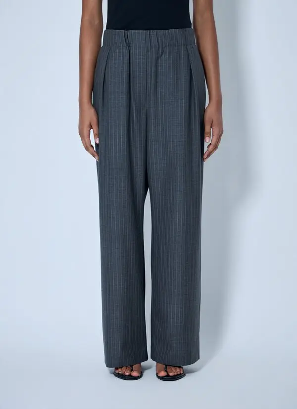 JIL SANDER Pinstripe Wool Wide-leg Trousers - Gray
