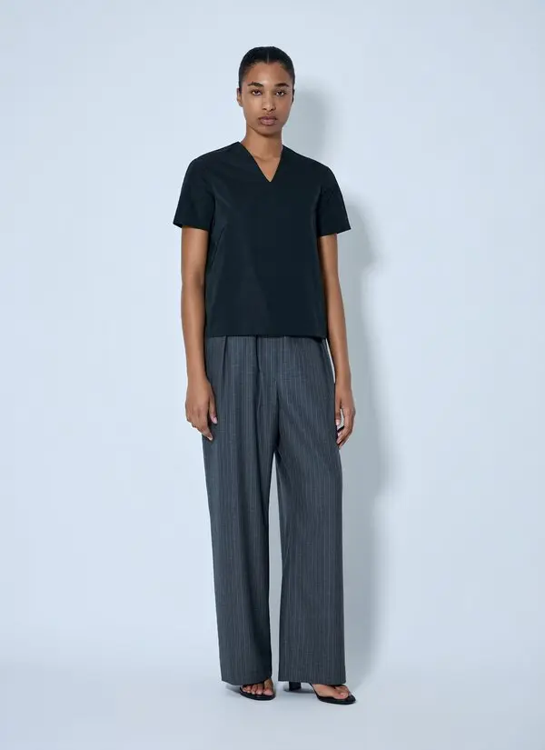 JIL SANDER Pinstripe Wool Wide-leg Trousers - Gray