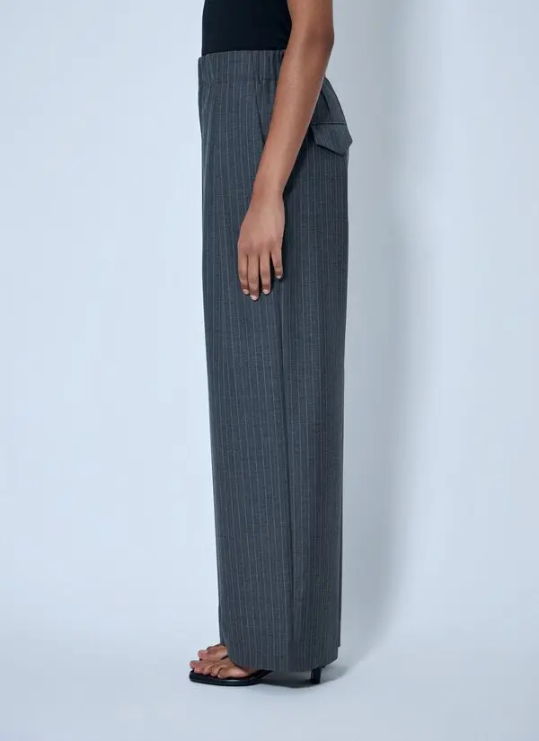 JIL SANDER Pinstripe Wool Wide-leg Trousers - Gray