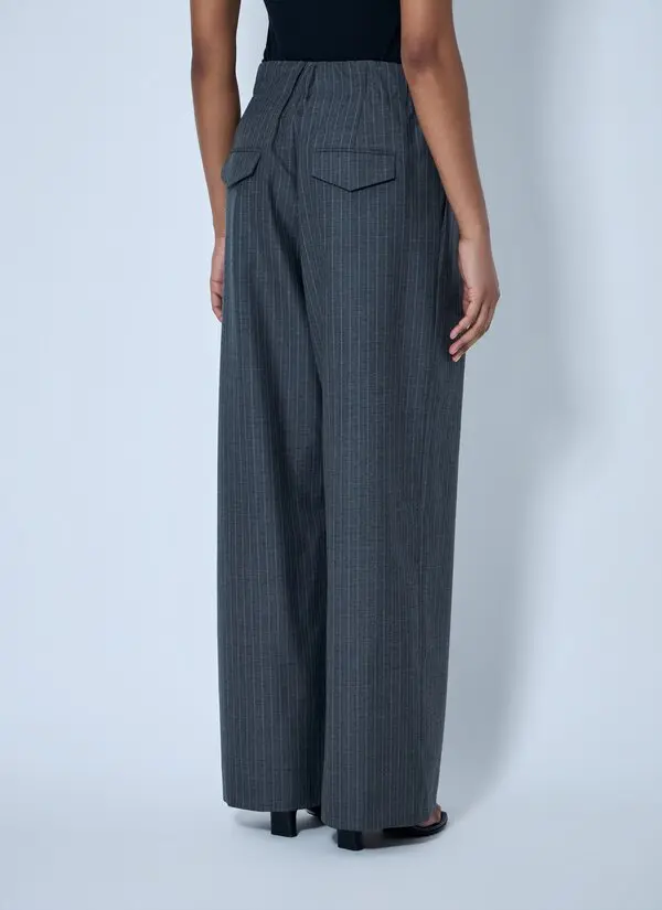 JIL SANDER Pinstripe Wool Wide-leg Trousers - Gray