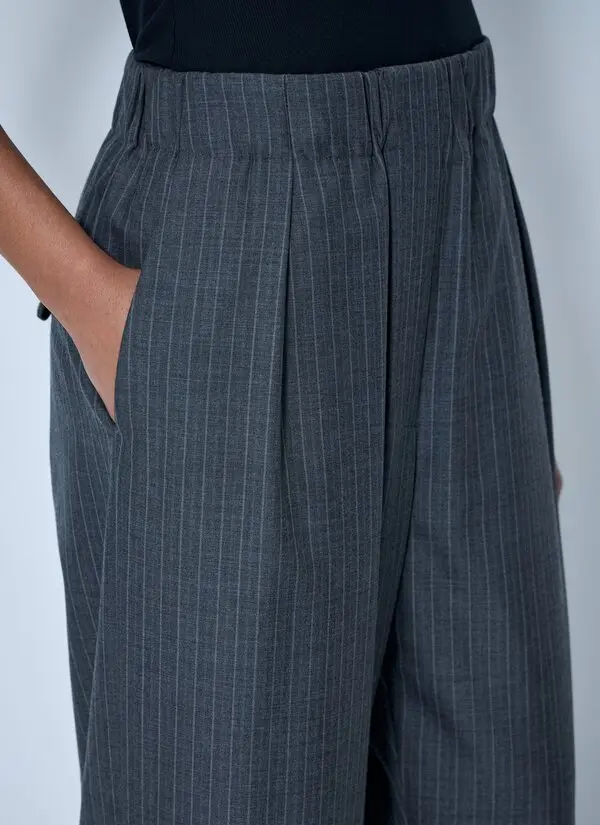 JIL SANDER Pinstripe Wool Wide-leg Trousers - Gray