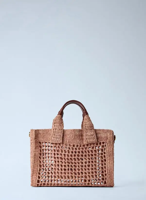 Chloé Small Raffia Tote Bag With Chain Detail - Multicolor