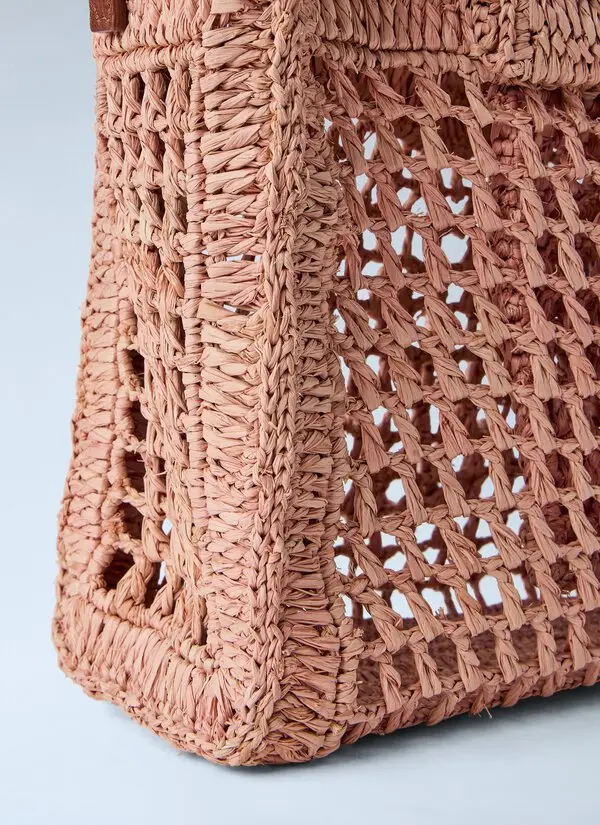 Chloé Small Raffia Tote Bag With Chain Detail - Multicolor