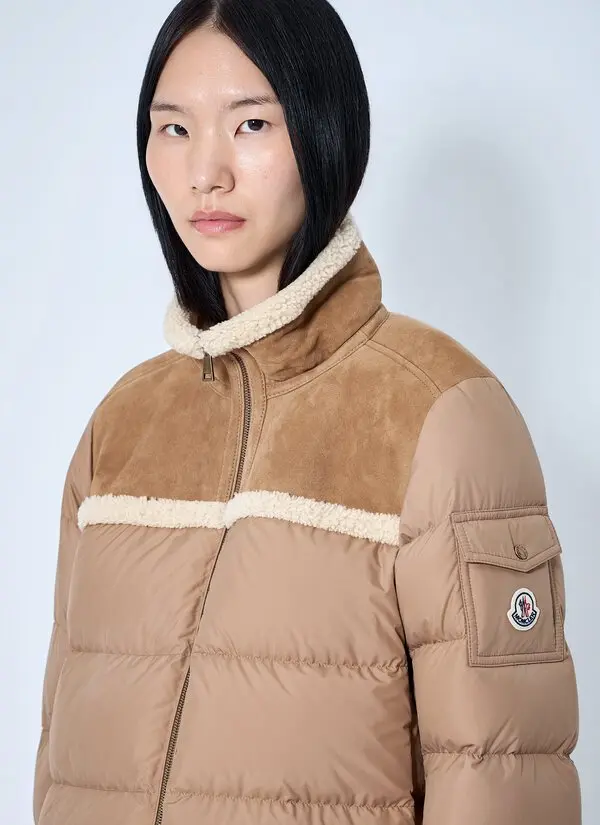 Moncler Aurore Puffer Jacket With Shearling And Suede