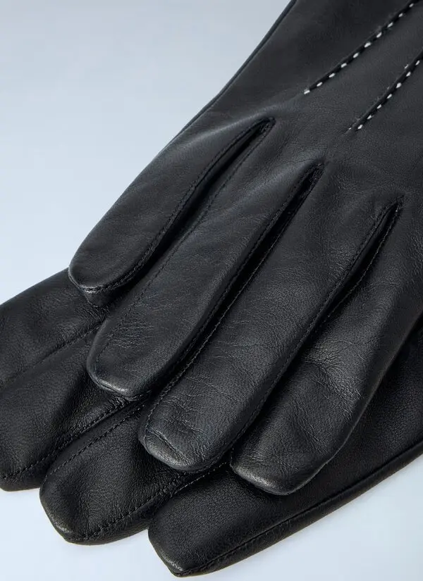 Our Legacy Smooth Leather Gloves With Stitch Detailing - Black