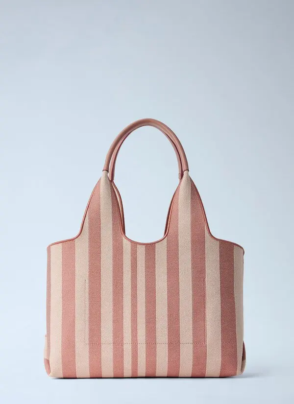 Chloé East-west Tote Bag With Stripes And Embroidered Logo - Pink
