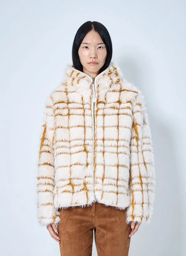 Moncler Pluvier Faux Fur Down Jacket - Cream