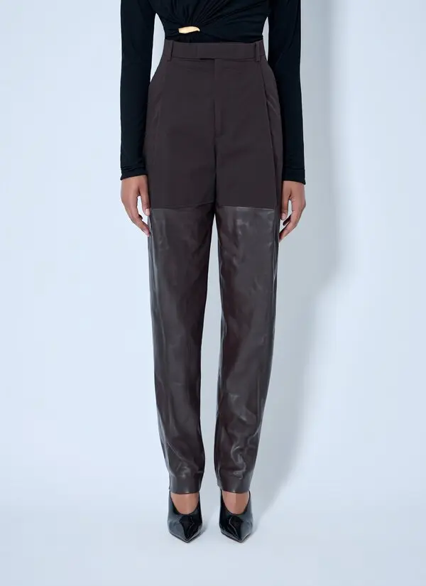 Bottega Veneta Contrast Panel Tailored Trousers - Brown