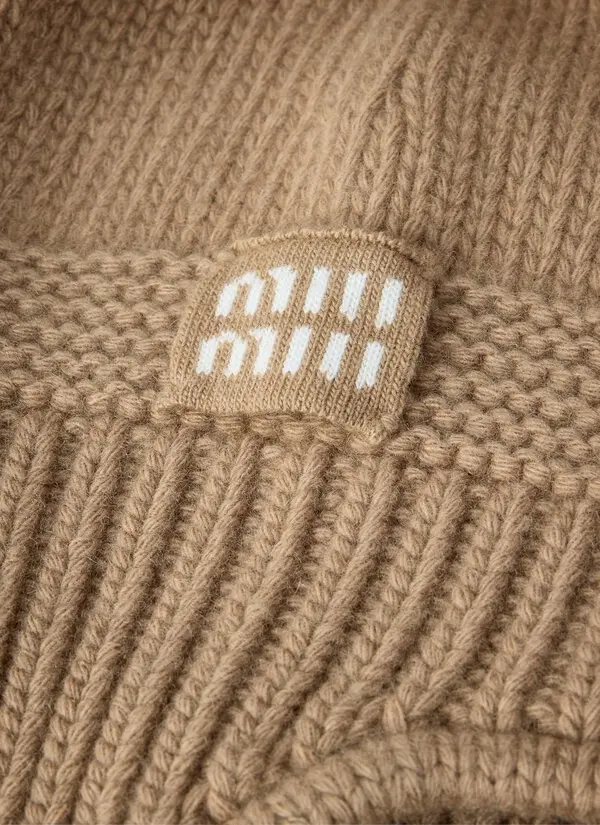 Miu Miu Ribbed Knit Earflap Hat With Braided Tassels