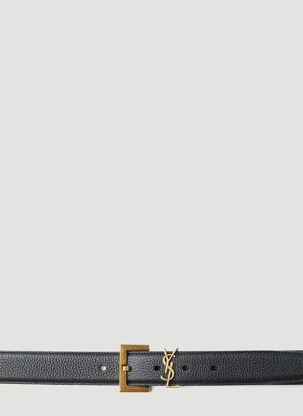 Saint Laurent Monogram Plaque Belt - Black