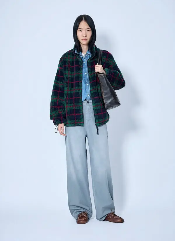 Miu Miu Checked Teddy Zipper Jacket
