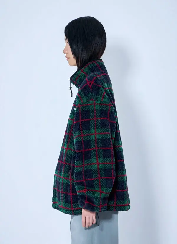 Miu Miu Checked Teddy Zipper Jacket