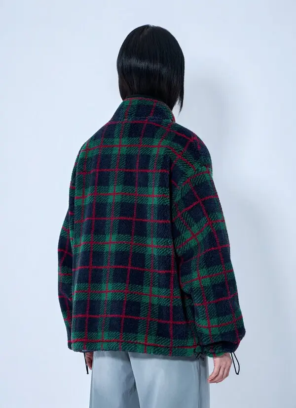 Miu Miu Checked Teddy Zipper Jacket