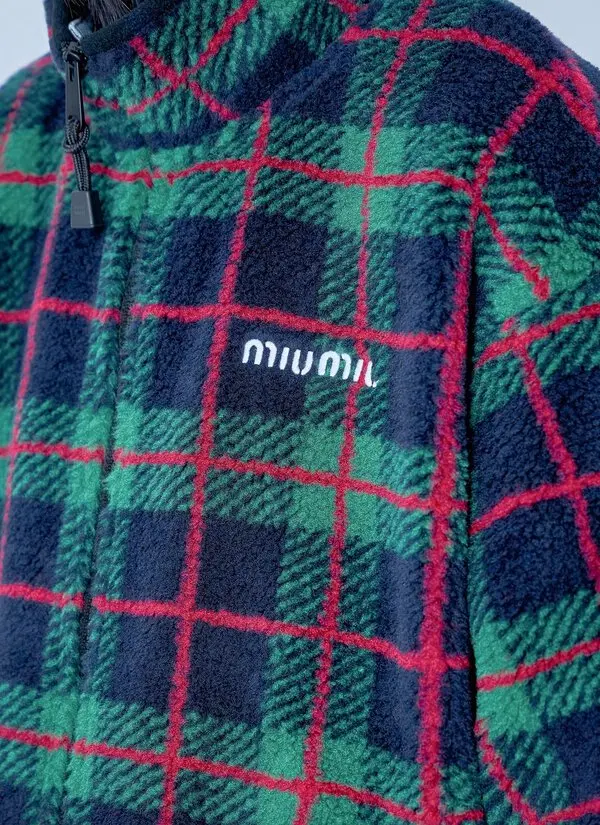 Miu Miu Checked Teddy Zipper Jacket