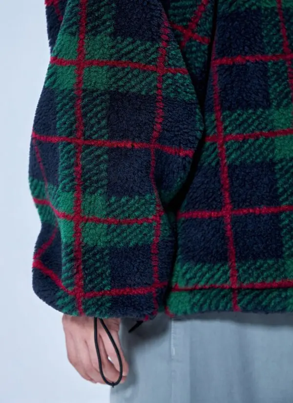 Miu Miu Checked Teddy Zipper Jacket