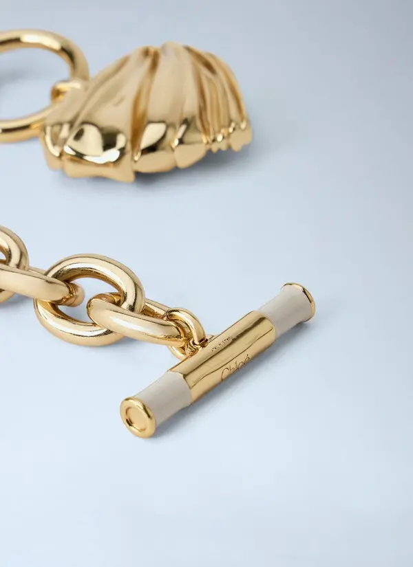 Chloé Pleated Heart Pendant Chain Necklace - Gold