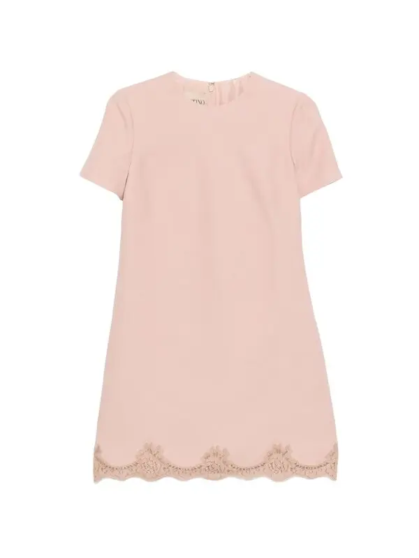 Valentino Garavani Wool And Silk Blend Mini Dress With Lace Detail - Multicolor