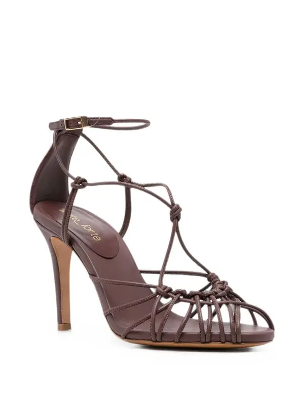 FORTE_FORTE Leather High Heel Sandals With Knot Detailing