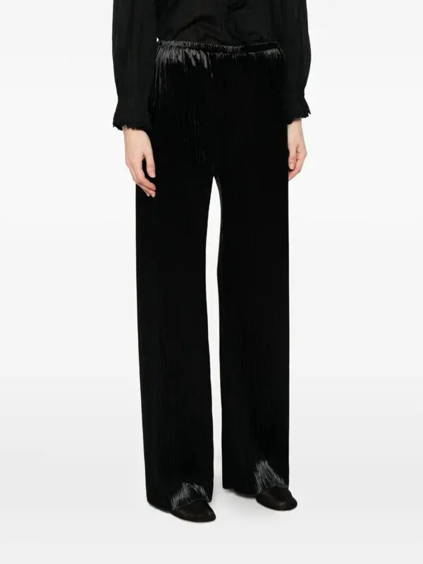 FORTE_FORTE Wide Leg Pleated Velvet Trousers - Multicolor