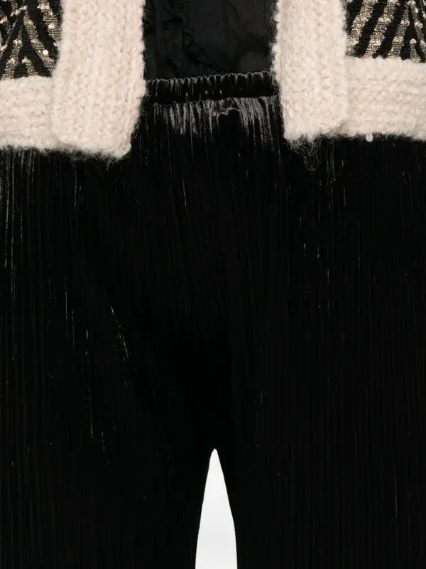 FORTE_FORTE Wide Leg Pleated Velvet Trousers - Multicolor