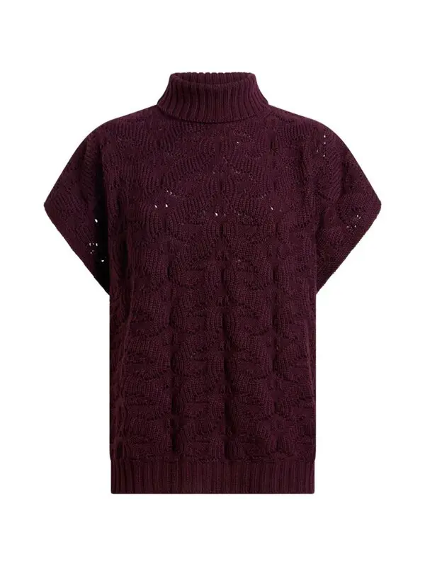 Etro Wool Blend Turtleneck Cap Sleeve Sweater With Paisley Detailing - Multicolor