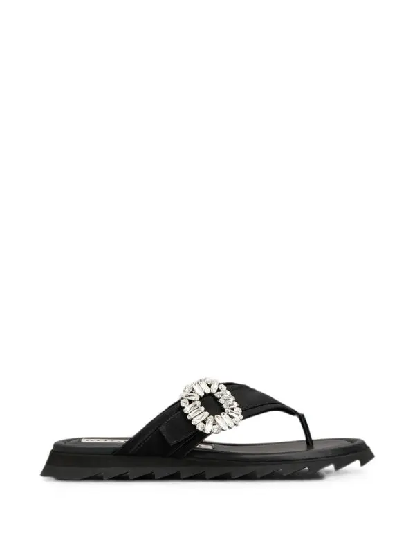 ROGER VIVIER Slidy Flip Embellished Satin Thong Sandals - Multicolor