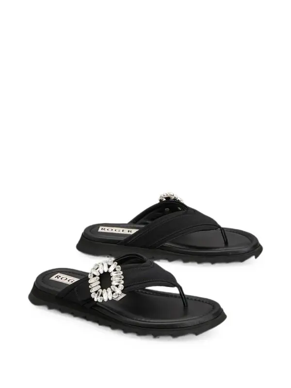 ROGER VIVIER Slidy Flip Embellished Satin Thong Sandals - Multicolor