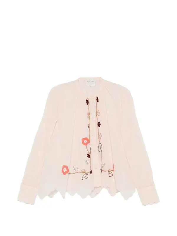 FORTE_FORTE Embroidered Cotton Shirt With Crystal Floral Detail - Multicolor
