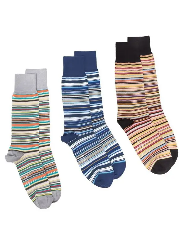 Paul Smith Signature Stripe Cotton Socks 3 Pack - Multicolor