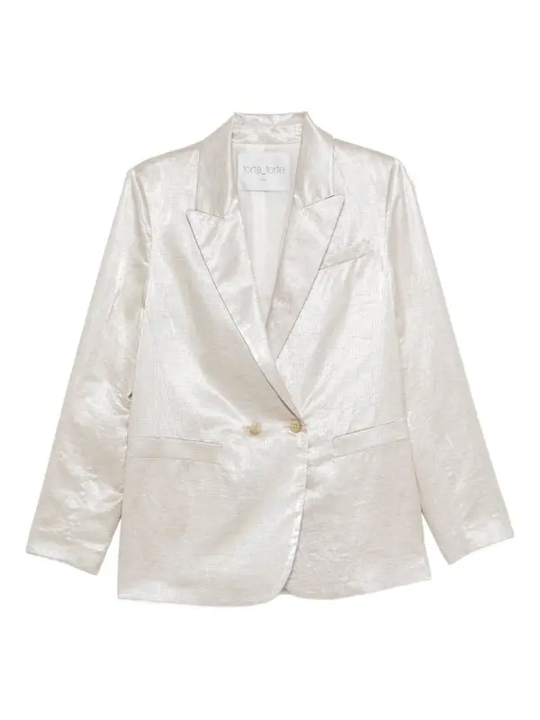 FORTE_FORTE Linen Double-breasted Jacket - Multicolor