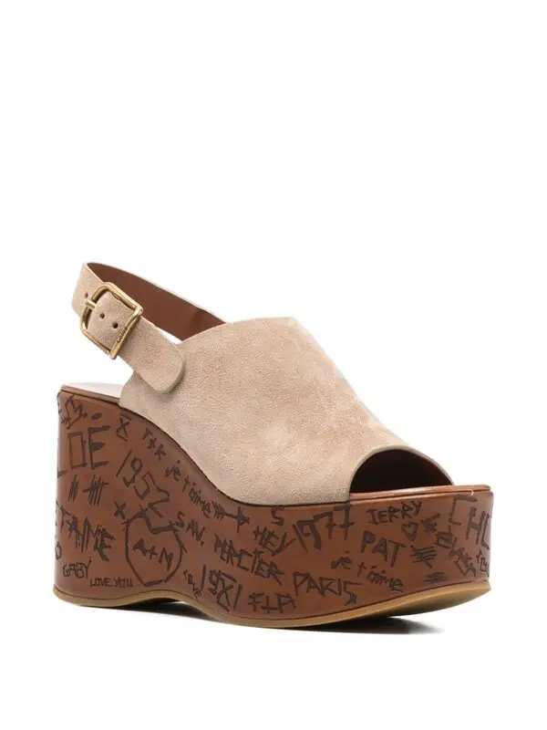 Chloé Maxime Wedge Sandals - Multicolor