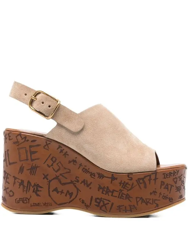Chloé Maxime Wedge Sandals - Multicolor