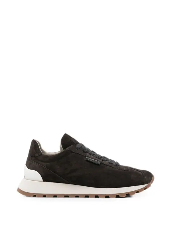 Brunello Cucinelli Suede Panel Sneakers With Monili Chain Detail - Multicolor