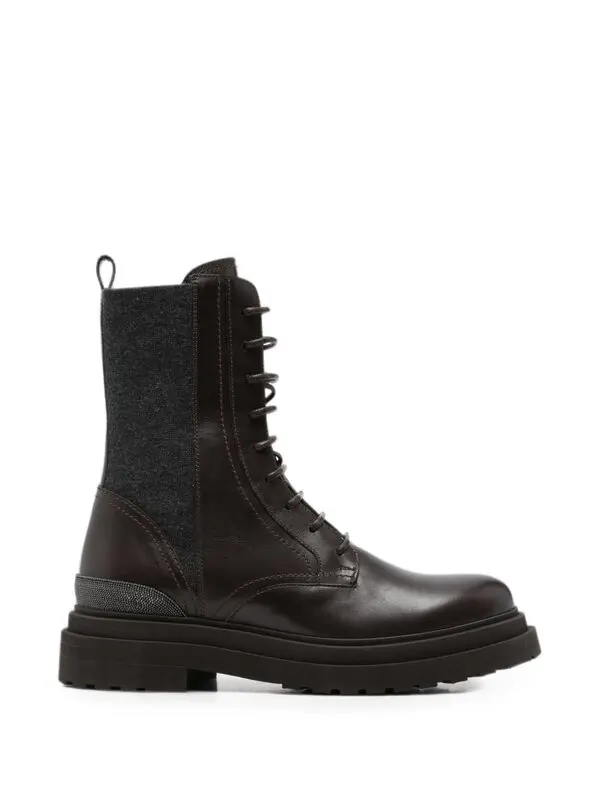 Brunello Cucinelli Leather Combat Boots - Multicolor
