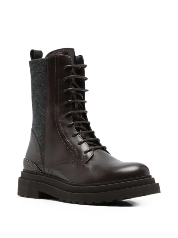 Brunello Cucinelli Leather Combat Boots - Multicolor