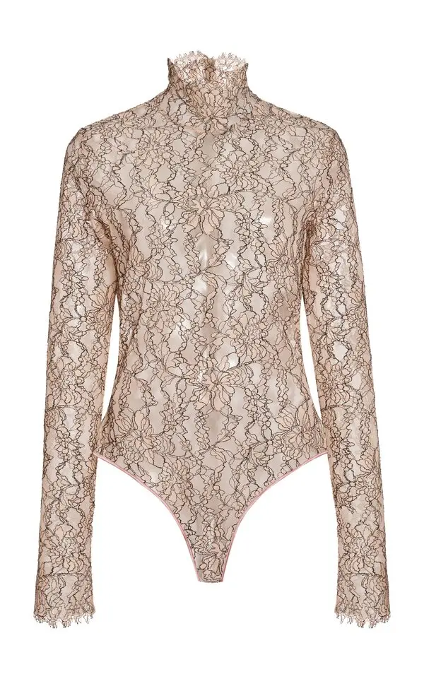 Valentino Garavani Lace High Neck Bodysuit - Neutral
