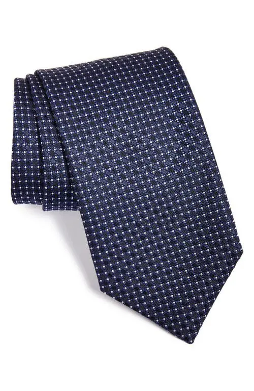 Canali Dot Silk Tie - Navy