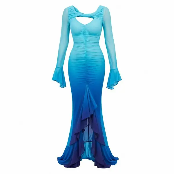 OFUURE Iris Hi-low Ruffle Dress - Blue