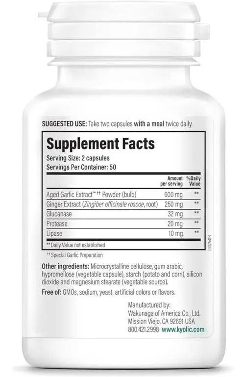 KYOLIC Aged Garlic Extract Formula 102, Cleanse & Digestion, Ginger And Enzyme Complex