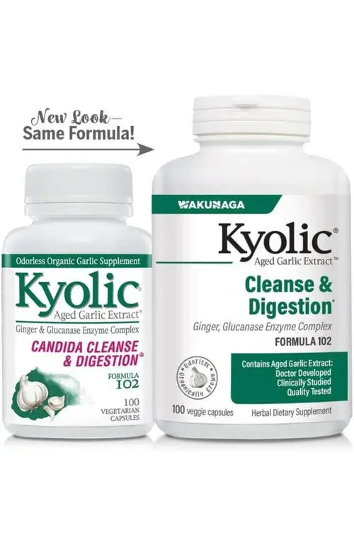 KYOLIC Aged Garlic Extract Formula 102, Cleanse & Digestion, Ginger And Enzyme Complex
