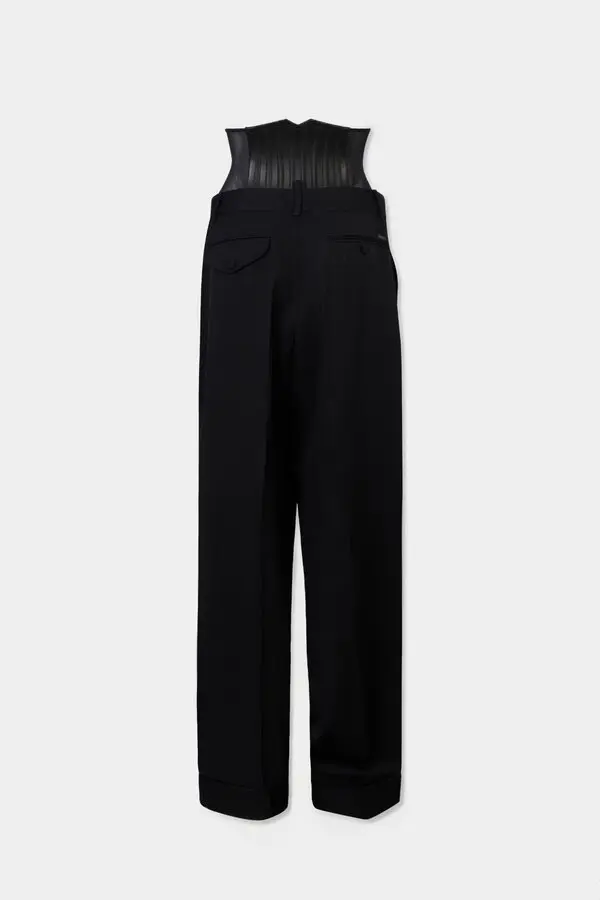Dsquared2 Tailored Corset Wide-leg Trousers With Leather Bustier Detail